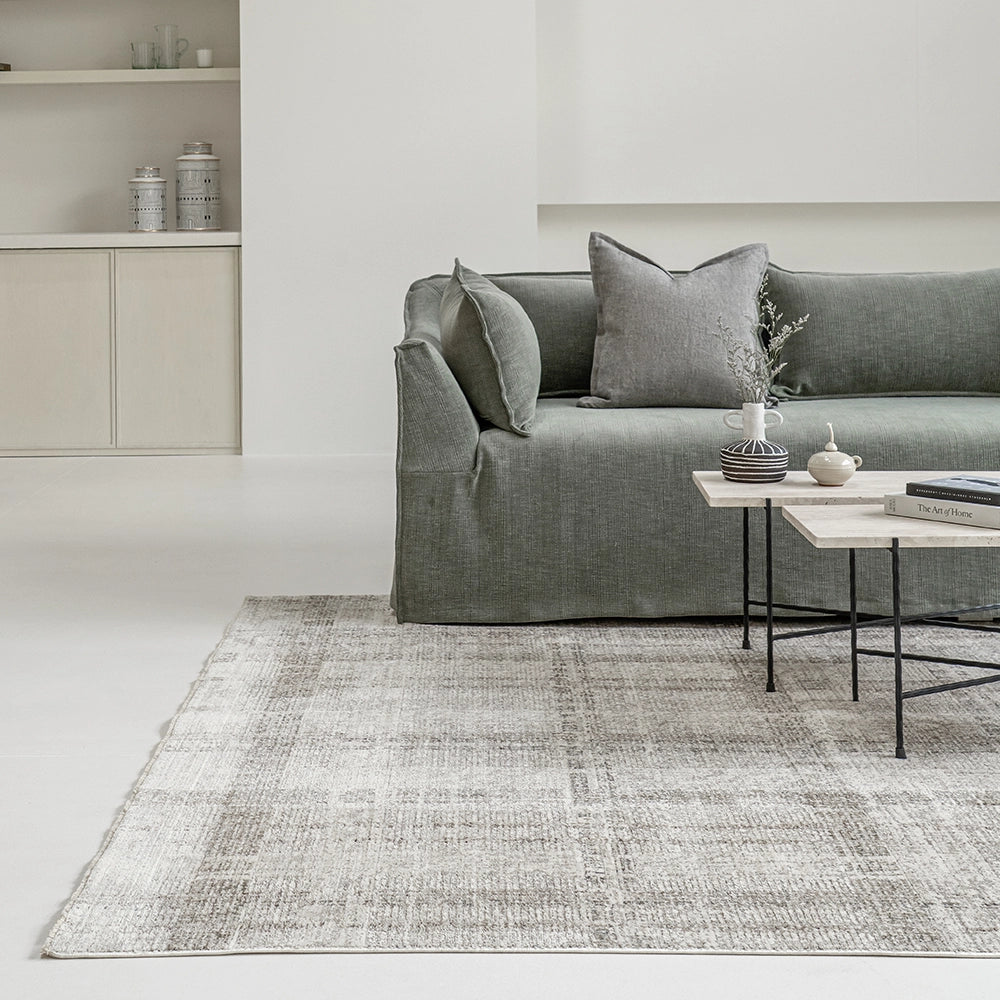 Ada Ivory Plaid Pattern Ivory Carpet | Carpet Centre