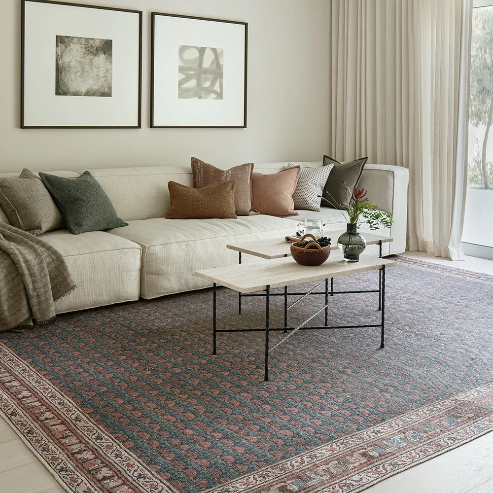 Vincent Denim Traditional Pattern Slate Blue And Terracotta Carpet ...