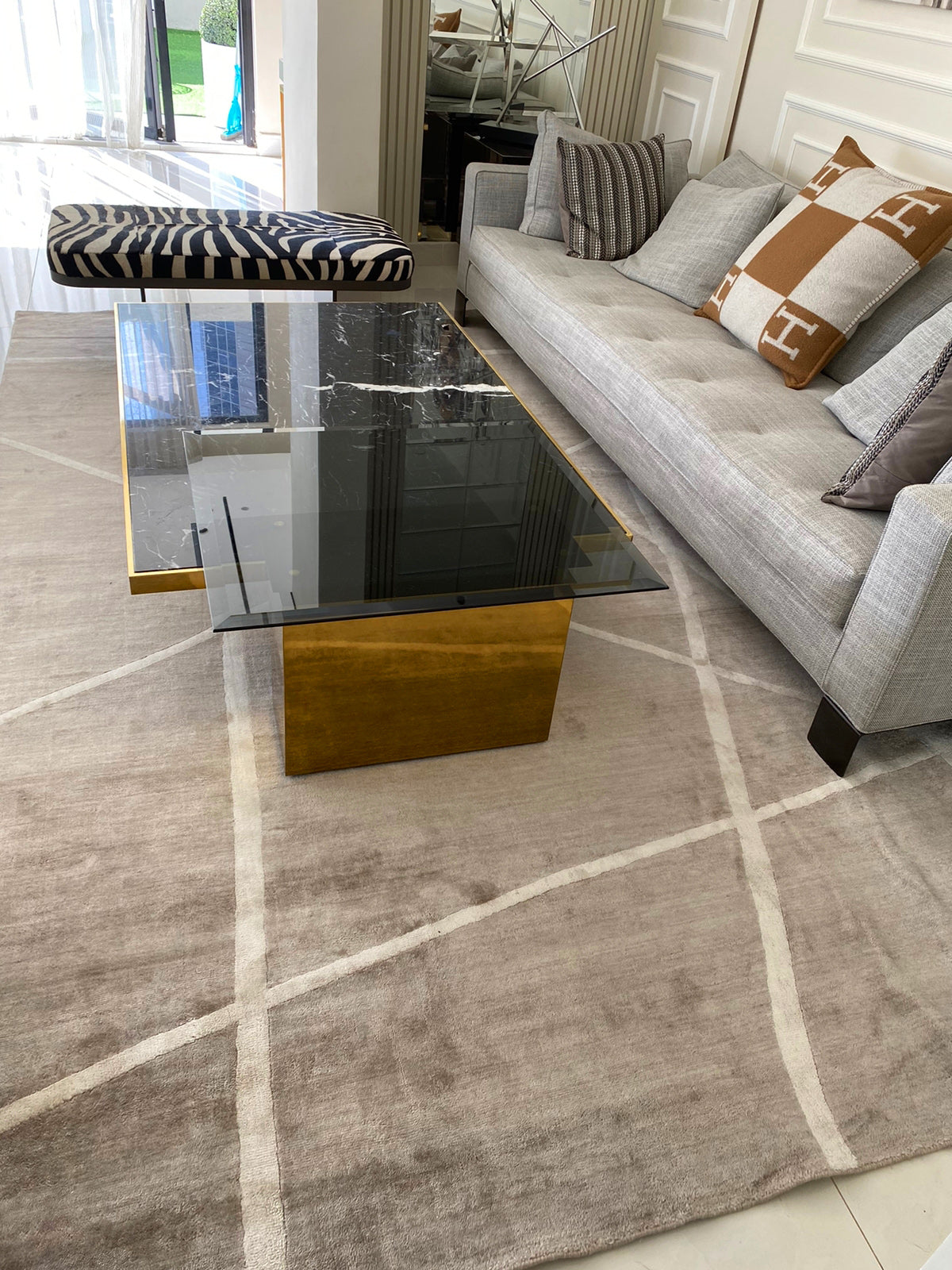 Dash Alba - Grey Crossed Lines Carpet | Carpet Centre