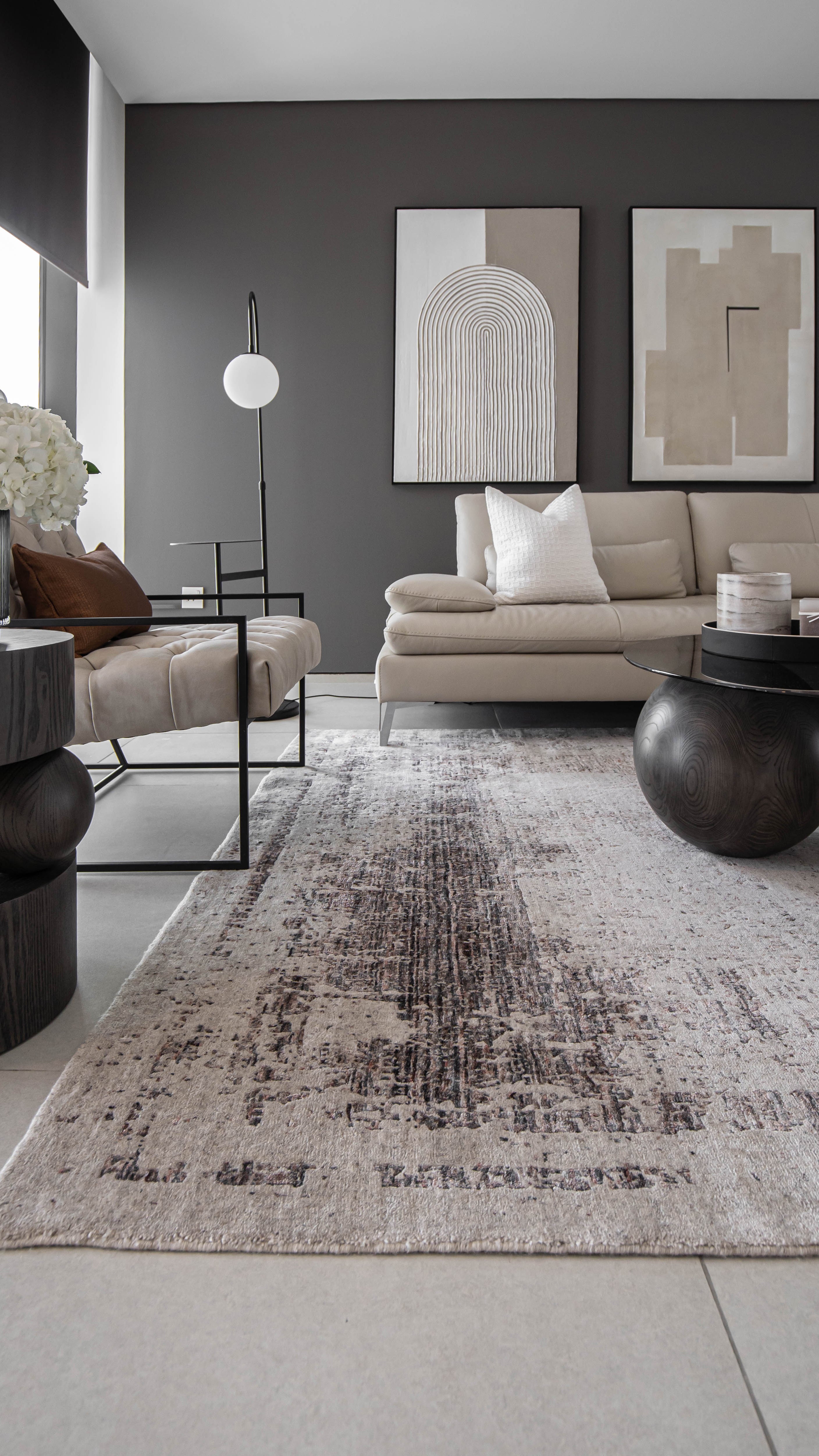 Liam Amber - Buy Abstract Beige Rustic Carpet Round | Carpet Centre