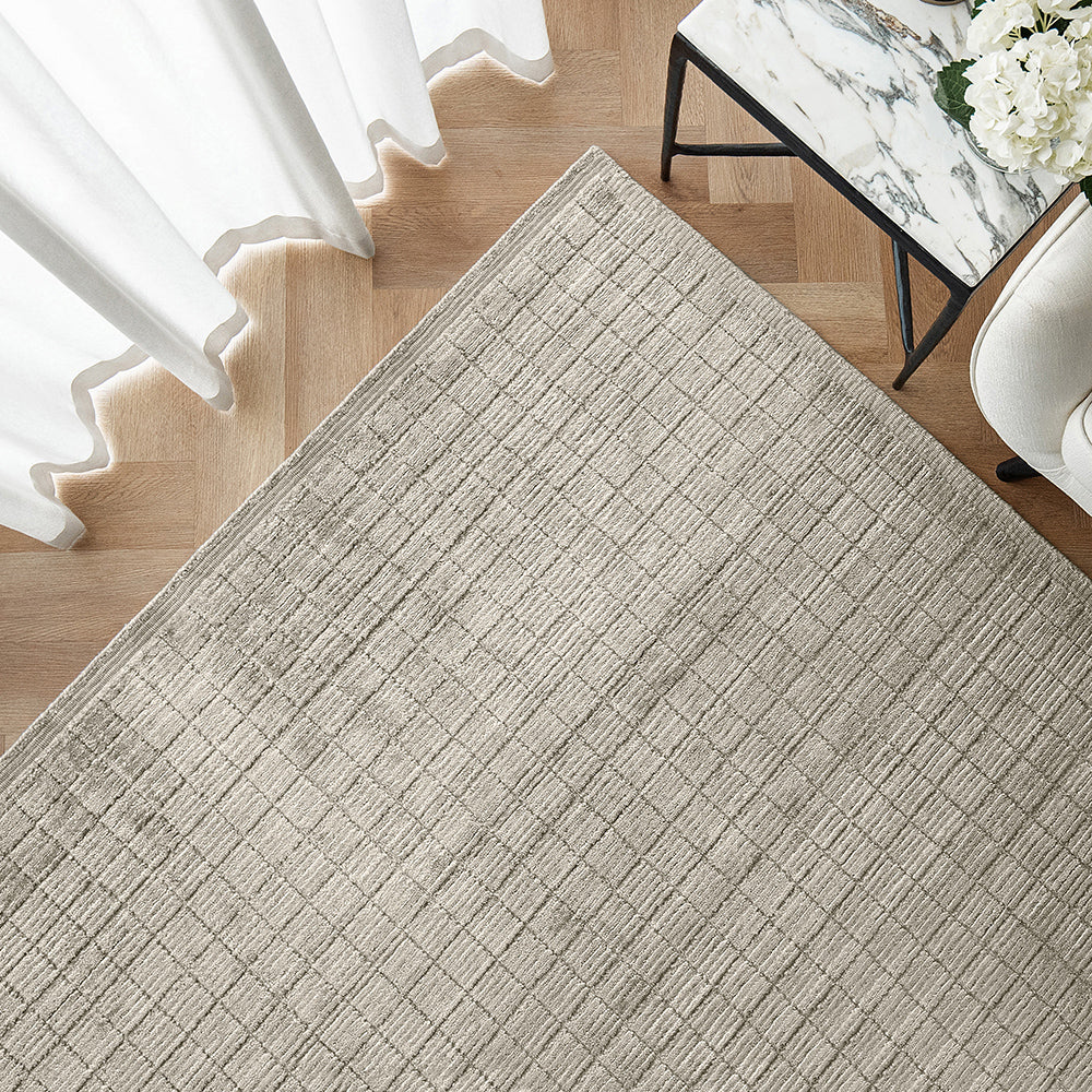 Taylor Dune - Textured Grid Patterned Round Carpet | Carpet Centre