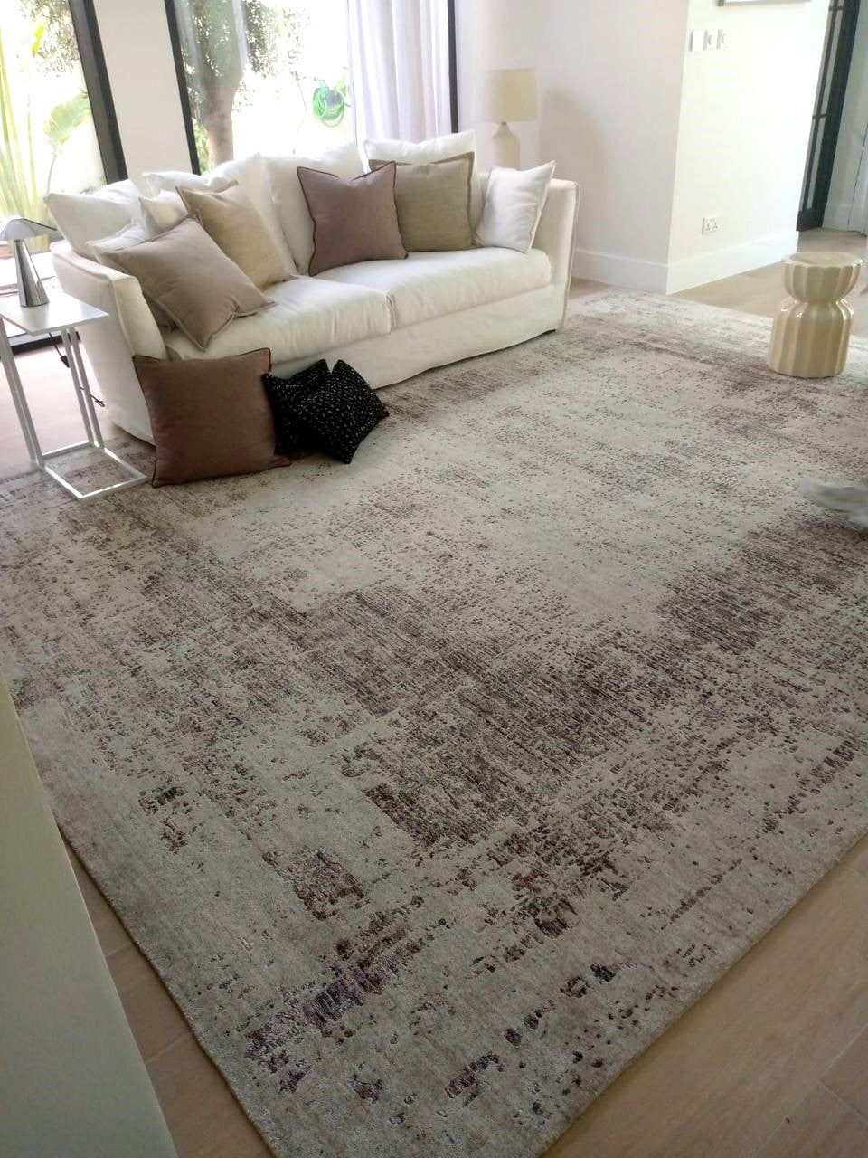 Liam Amber - Buy Abstract Beige Rustic Carpet Round | Carpet Centre