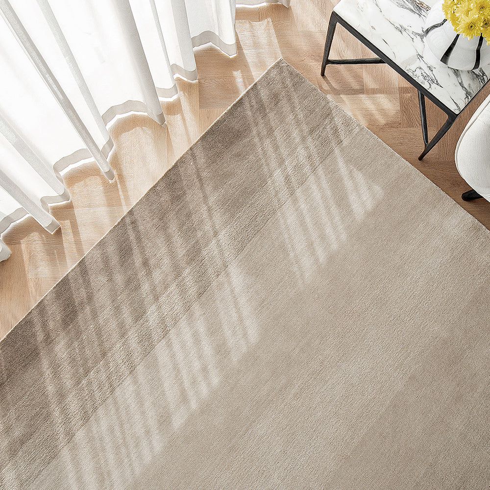 Oscar Dune - Solid Shaded Ombré Beige-Grey Round Rug | Carpet Centre